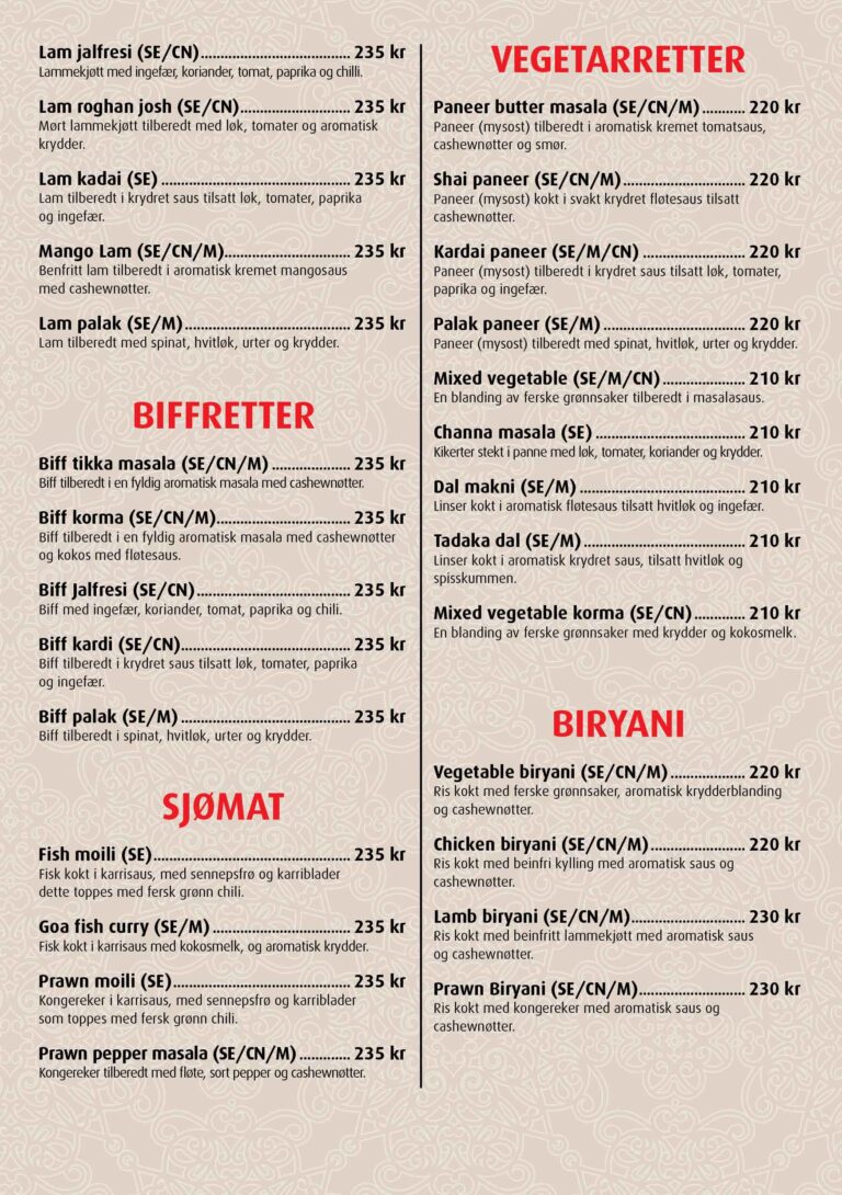 Safran | Take Away Menu